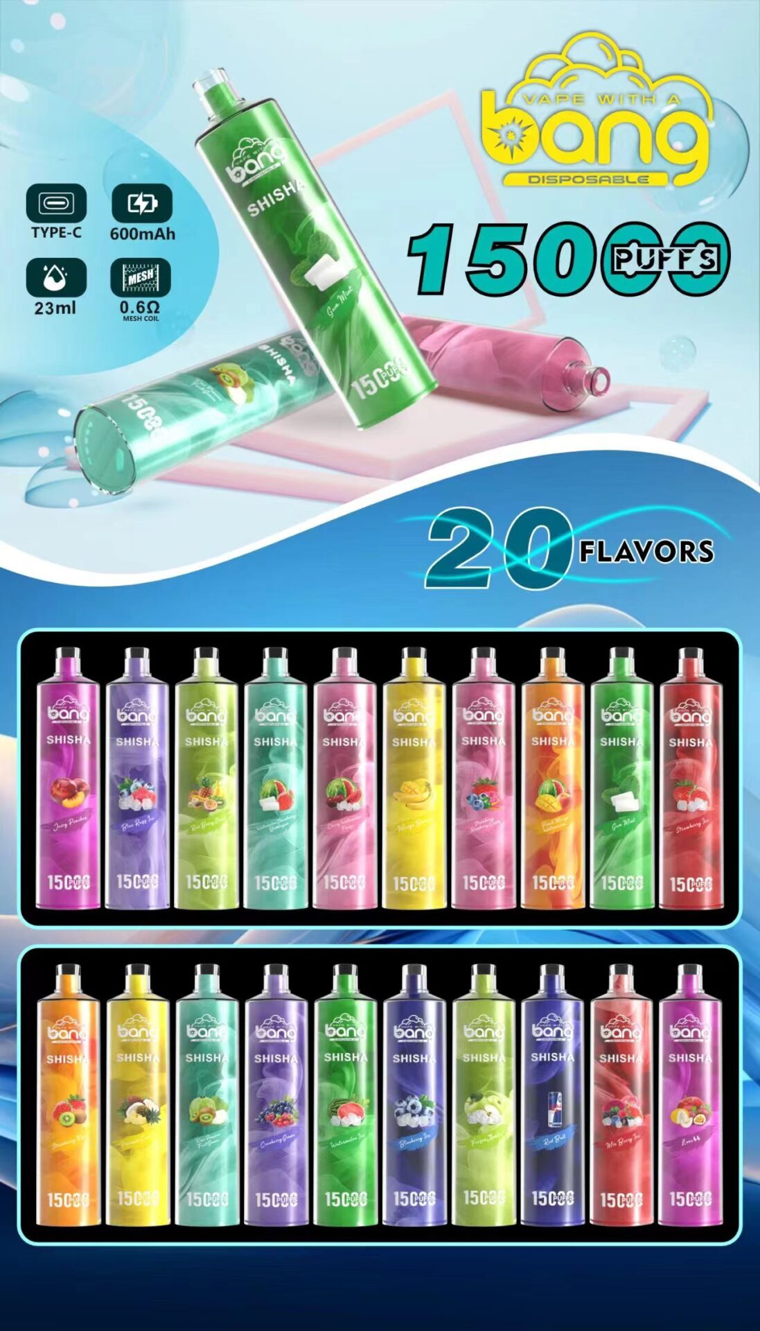 Bang SHISHA 15000 Puffs Disposable Vape – Shisha-Style Flavor Profile ...